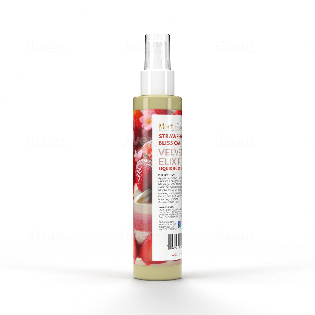 Velvet Elixir | STRAWBERRY BLISS CAKE | Liquid Body Butter – Mocha Glow